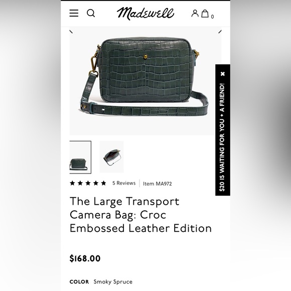 Madewell | Bags | The Large Transport Camera Bag Croc Embossed Leather ...